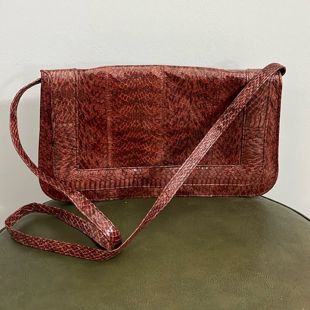 Vintage 1980’s Brown/Redwood Snake Skin Bag - Gem